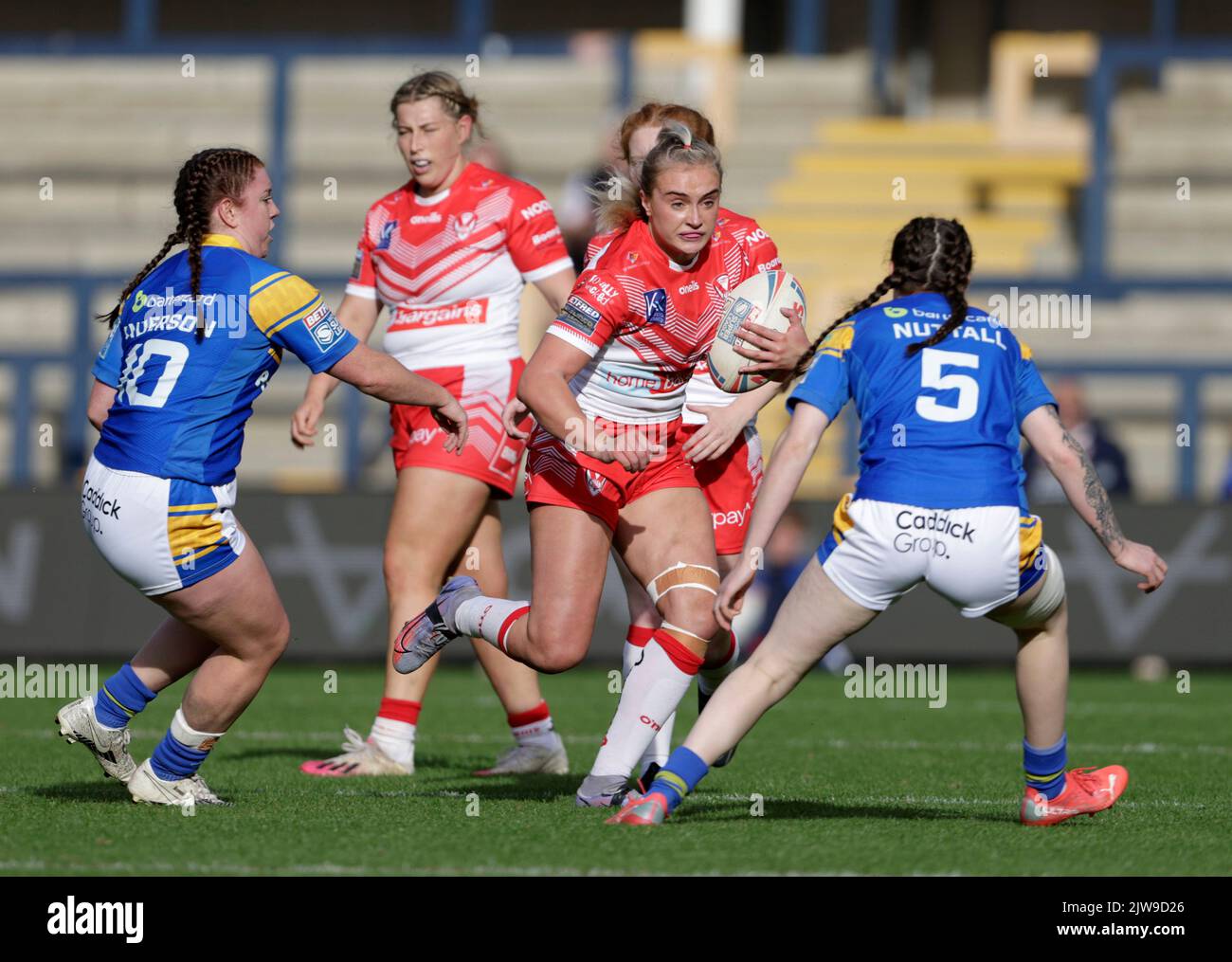 St Helens’ Paige Travis breaks through during the Betfred Women's Super ...