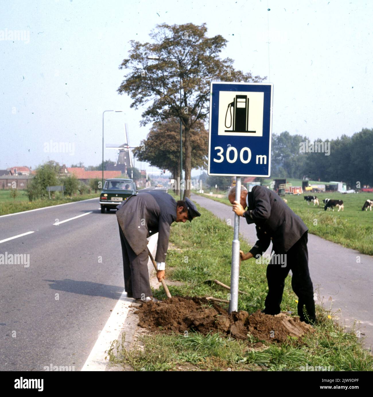 Image of the placement of a traffic sign (for the announcement of a ...