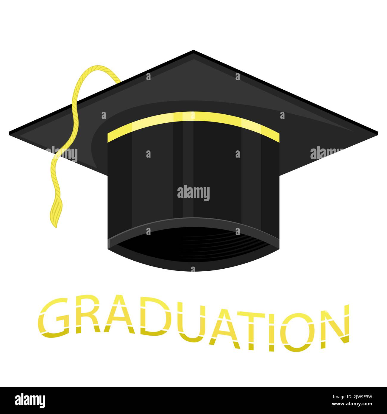 Black Graduation Cap Icon on White Background Stock Photo - Alamy