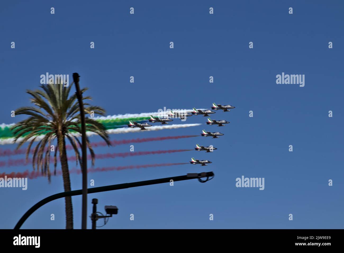 The tricolor arrows, symbol of the military parade, day of the Italian ...