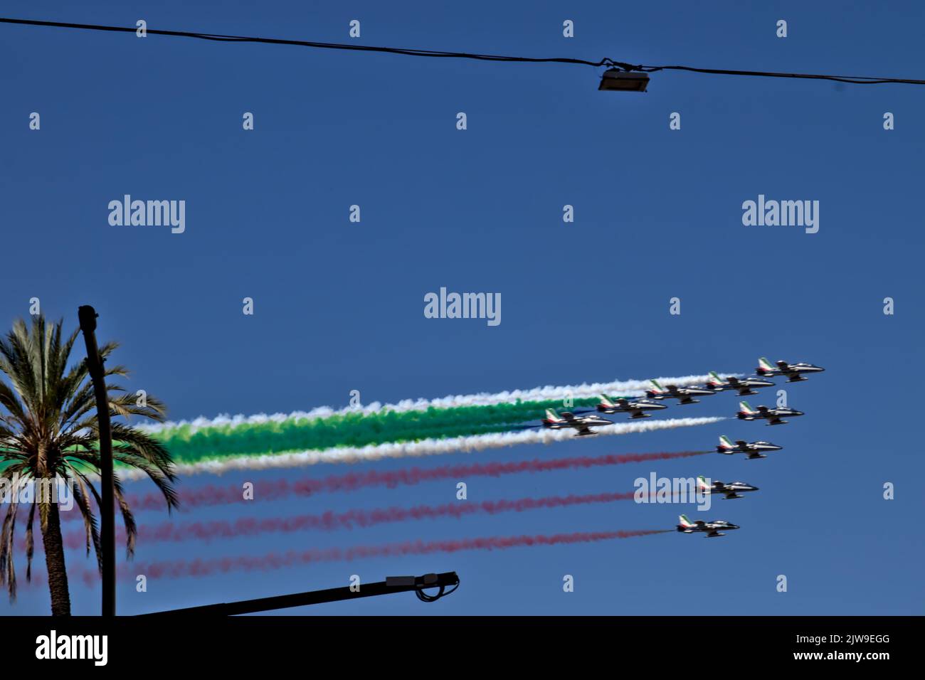 The tricolor arrows, symbol of the military parade, day of the Italian ...