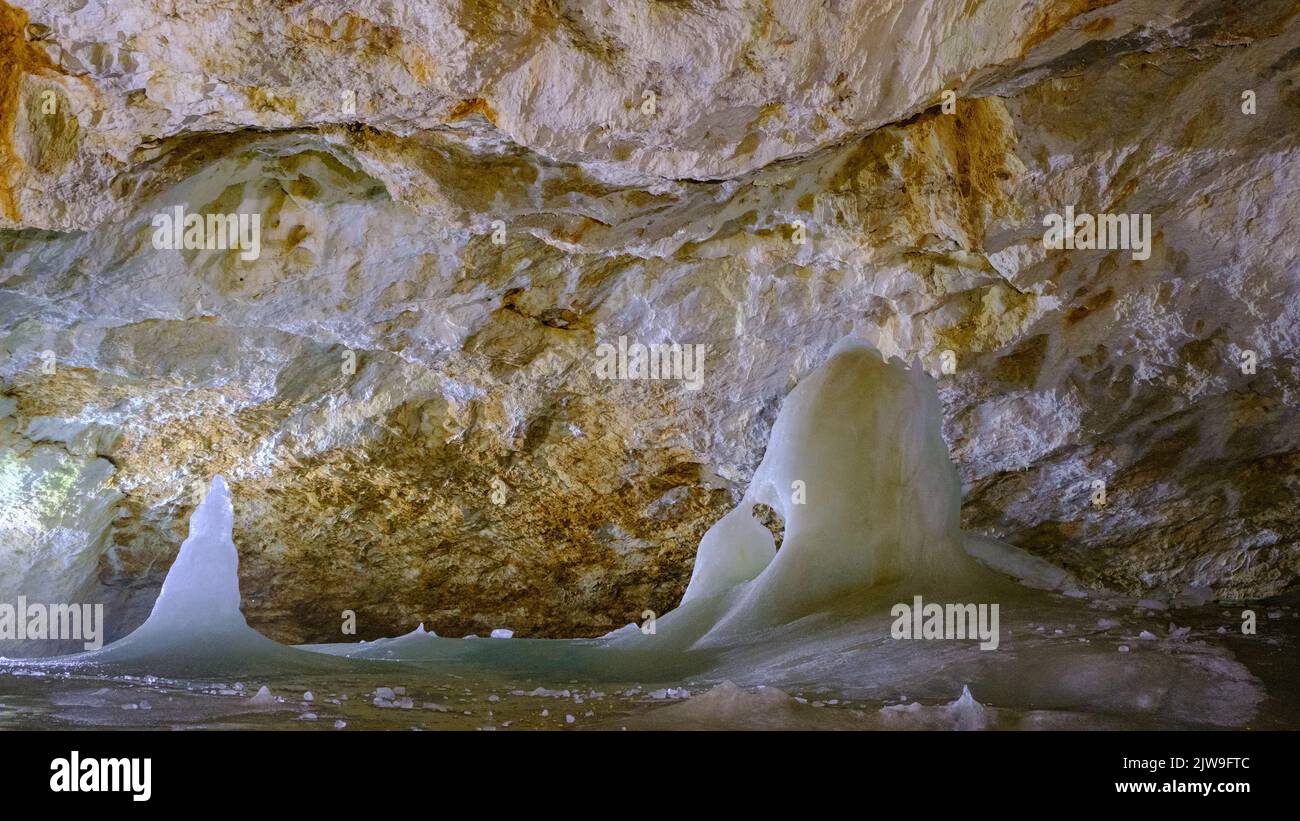 Dobsinska ice cave in Slovakia, Slovak paradise Stock Photo - Alamy