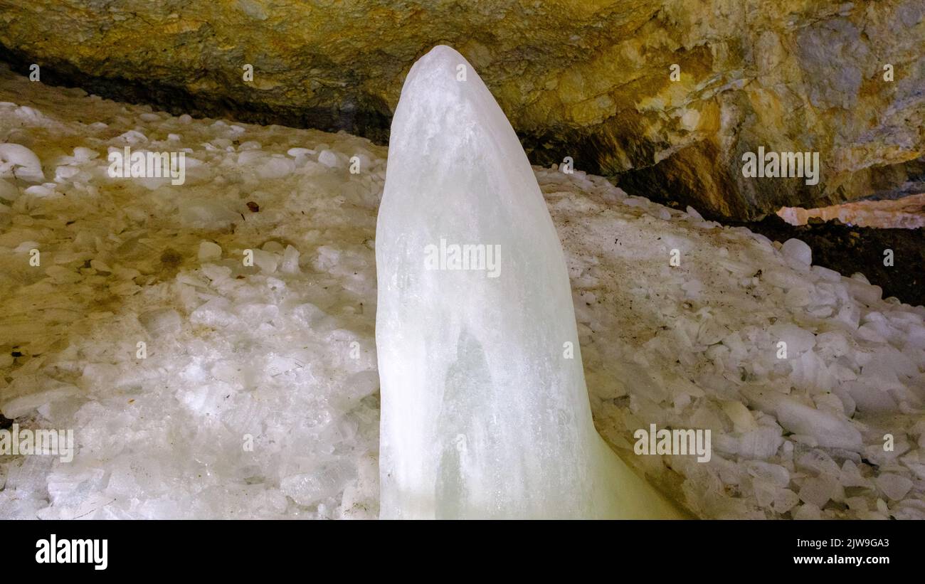 Dobsinska ice cave in Slovakia, Slovak paradise Stock Photo - Alamy