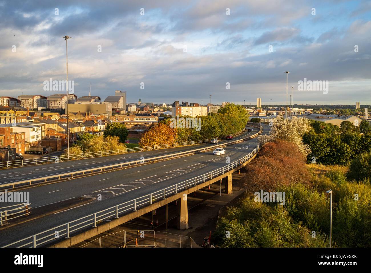 Gateshead UK: 3rd Oct 2021: The A167 flyover in Gateshead city centre ...