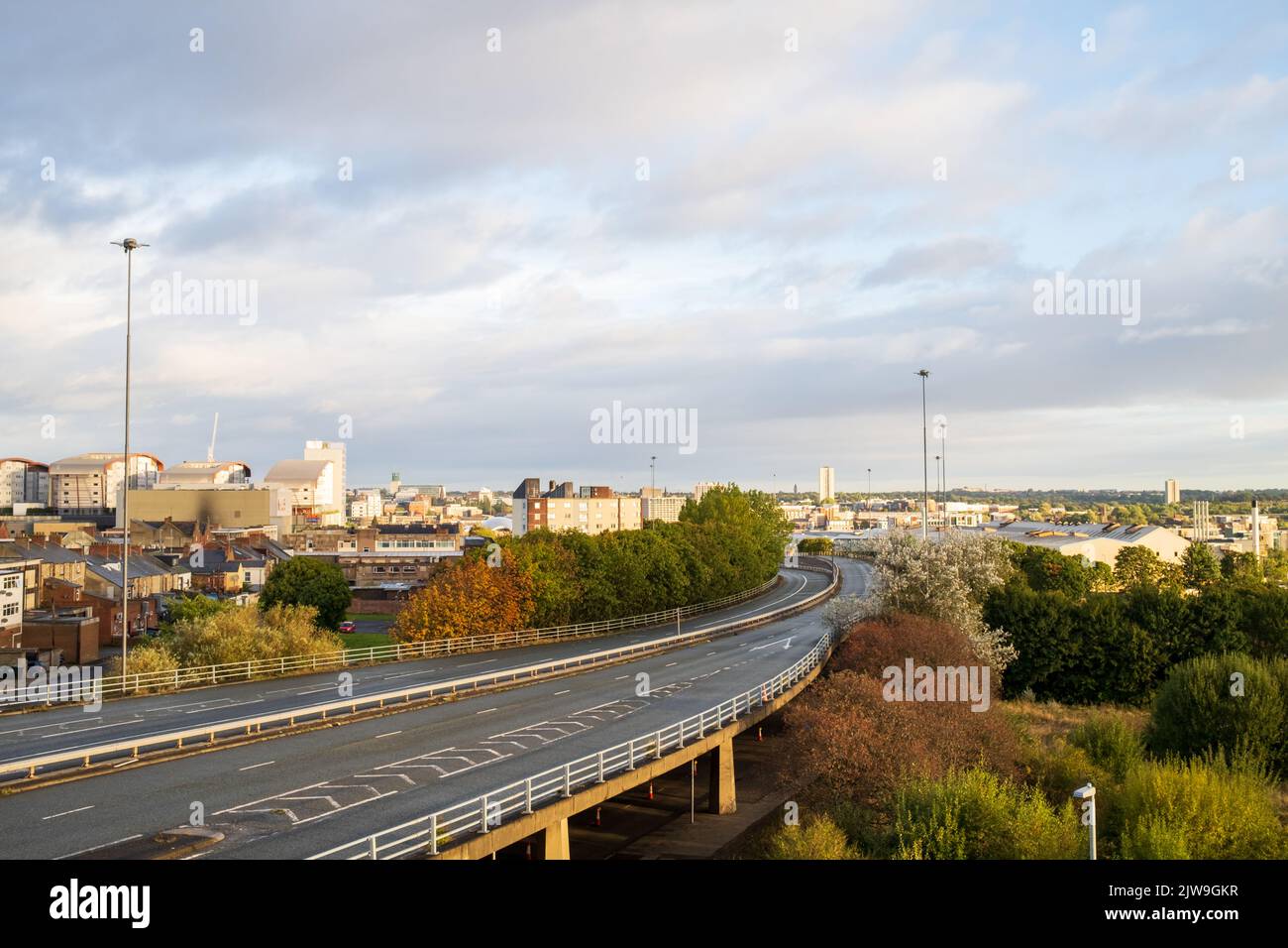 Gateshead UK: 3rd Oct 2021: The A167 flyover in Gateshead city centre ...