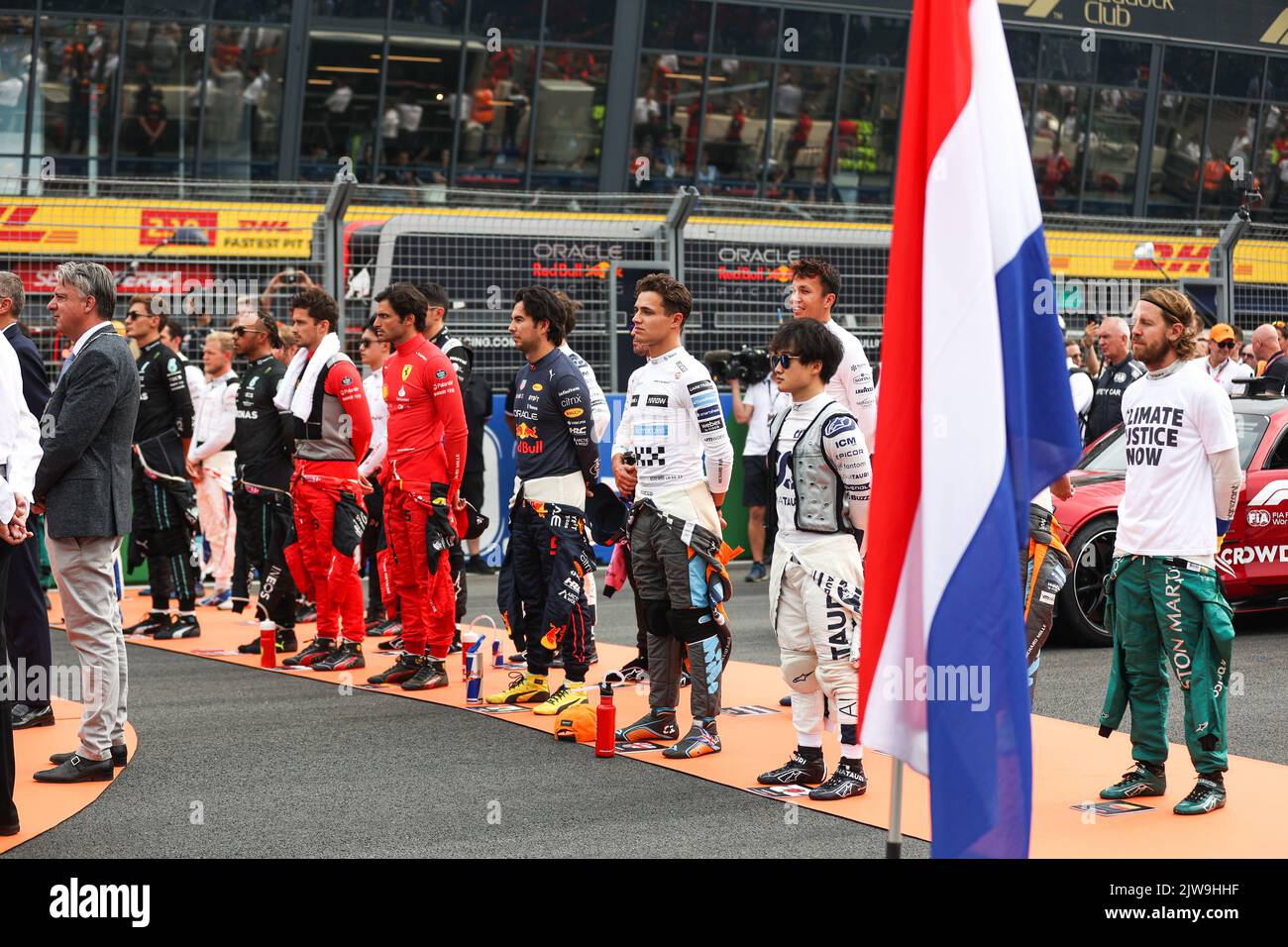 national anthem on the starting grid, grille de depart, with the ...