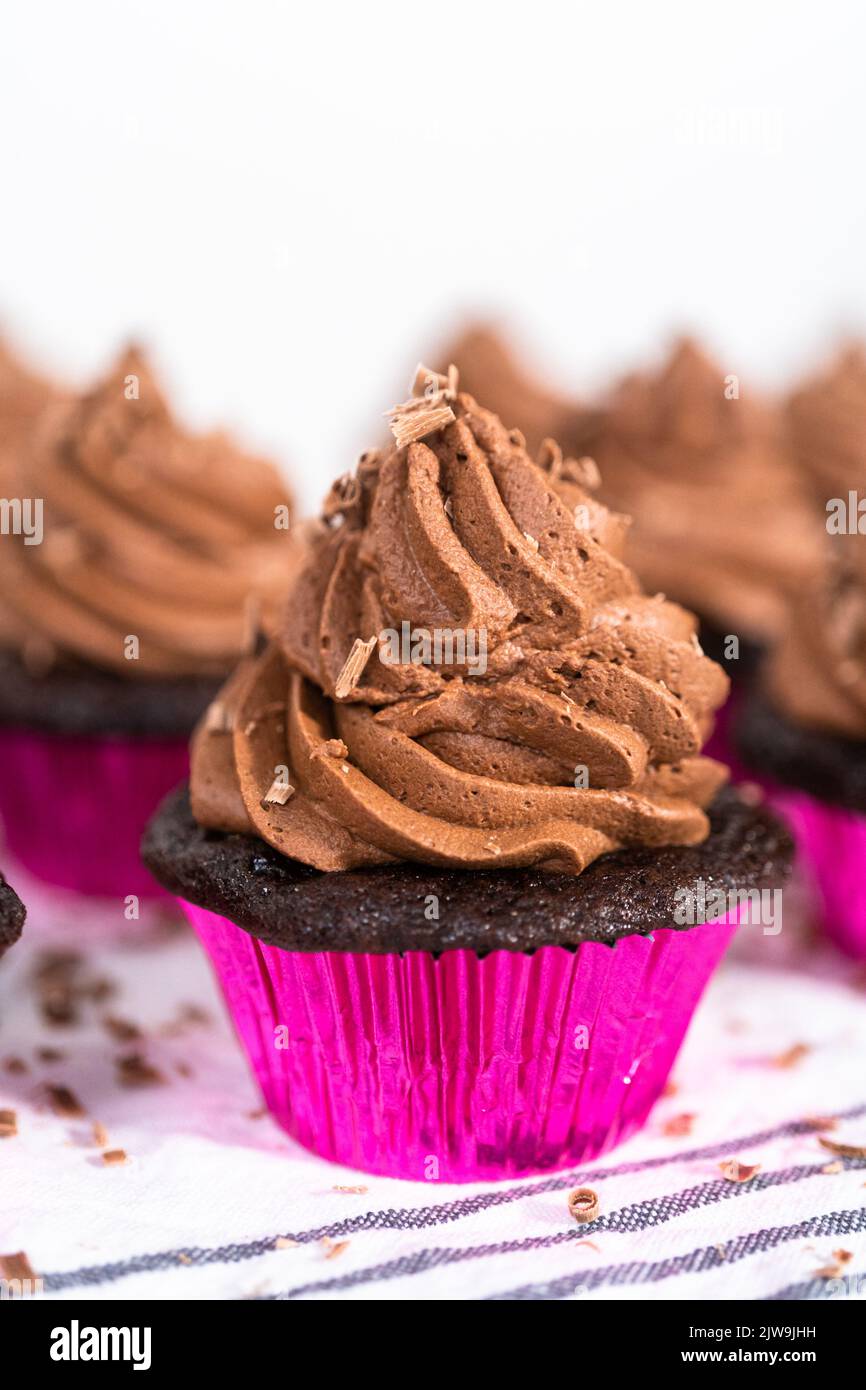 Chocolate ganache cupcake Stock Photo - Alamy