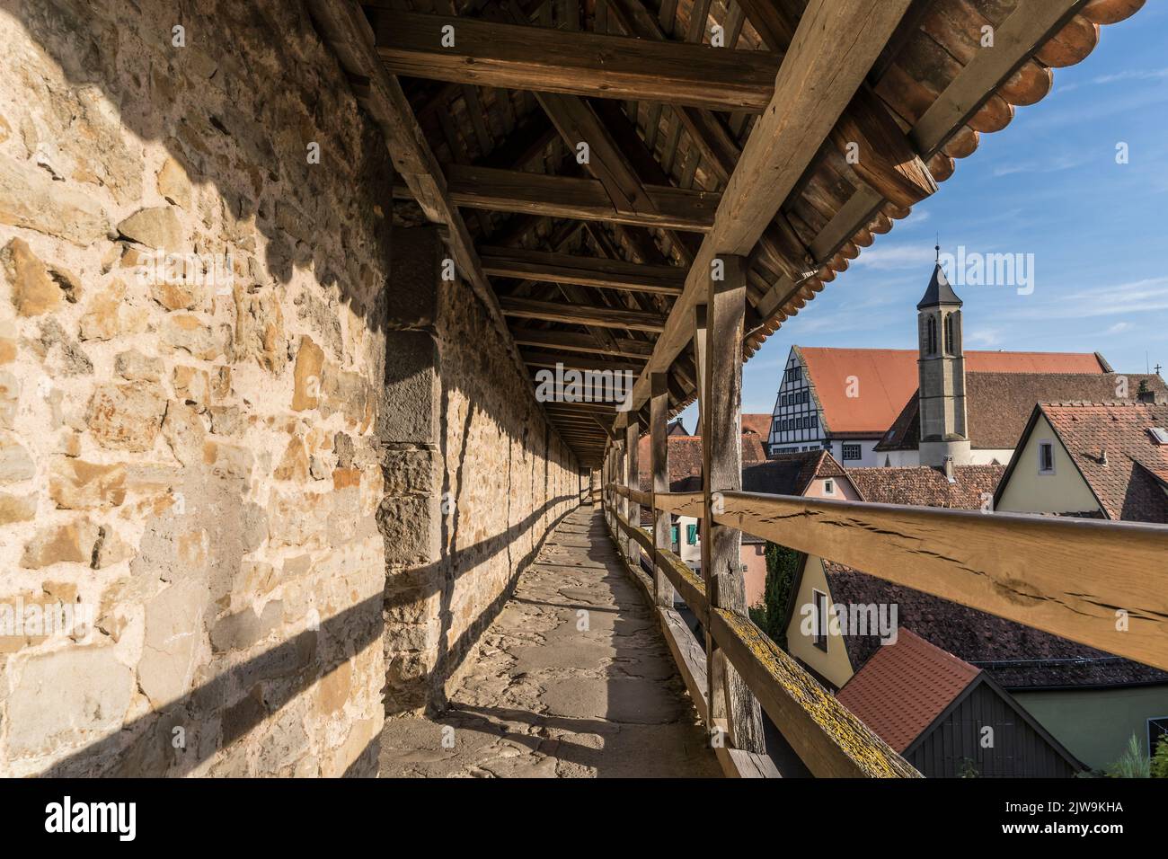 City wall of the medieval city of Rothenburg uppon Tauber Stock Photo ...