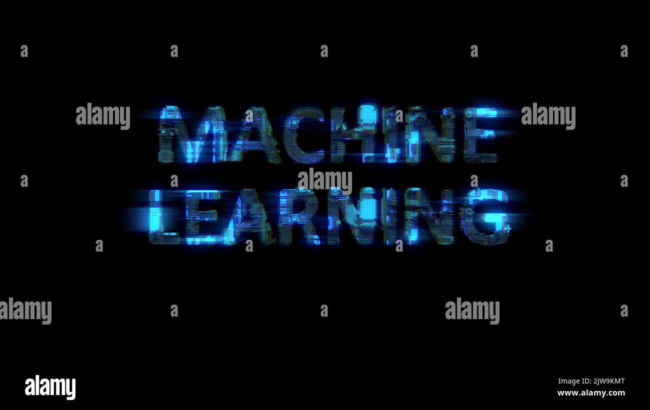 cybernetical electrical light shining text MACHINE LEARNING in glitch ...