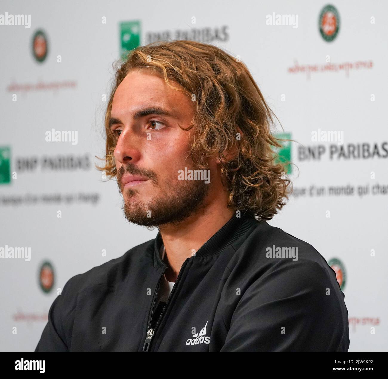 Professional tennis player Stefanos Tsitsipas of Greece during press ...