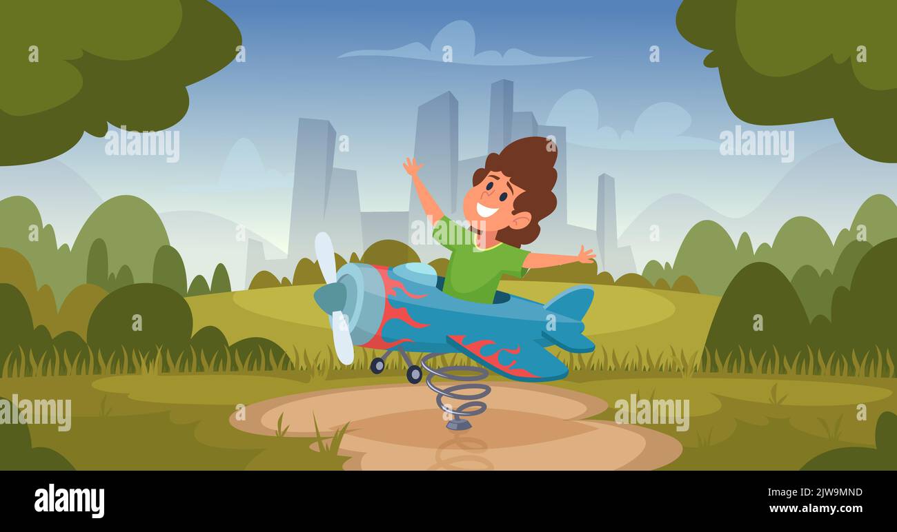 Kids with wings. Little people dreamers running and playing aviation ...