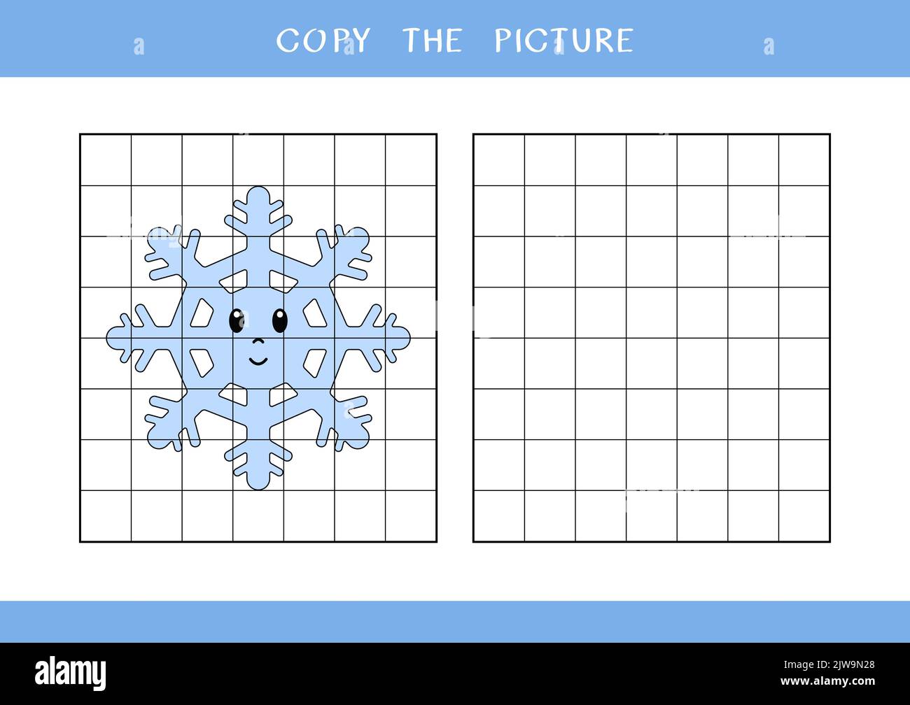 Copy the picture of cute snowflake. Simple educational game for kids ...
