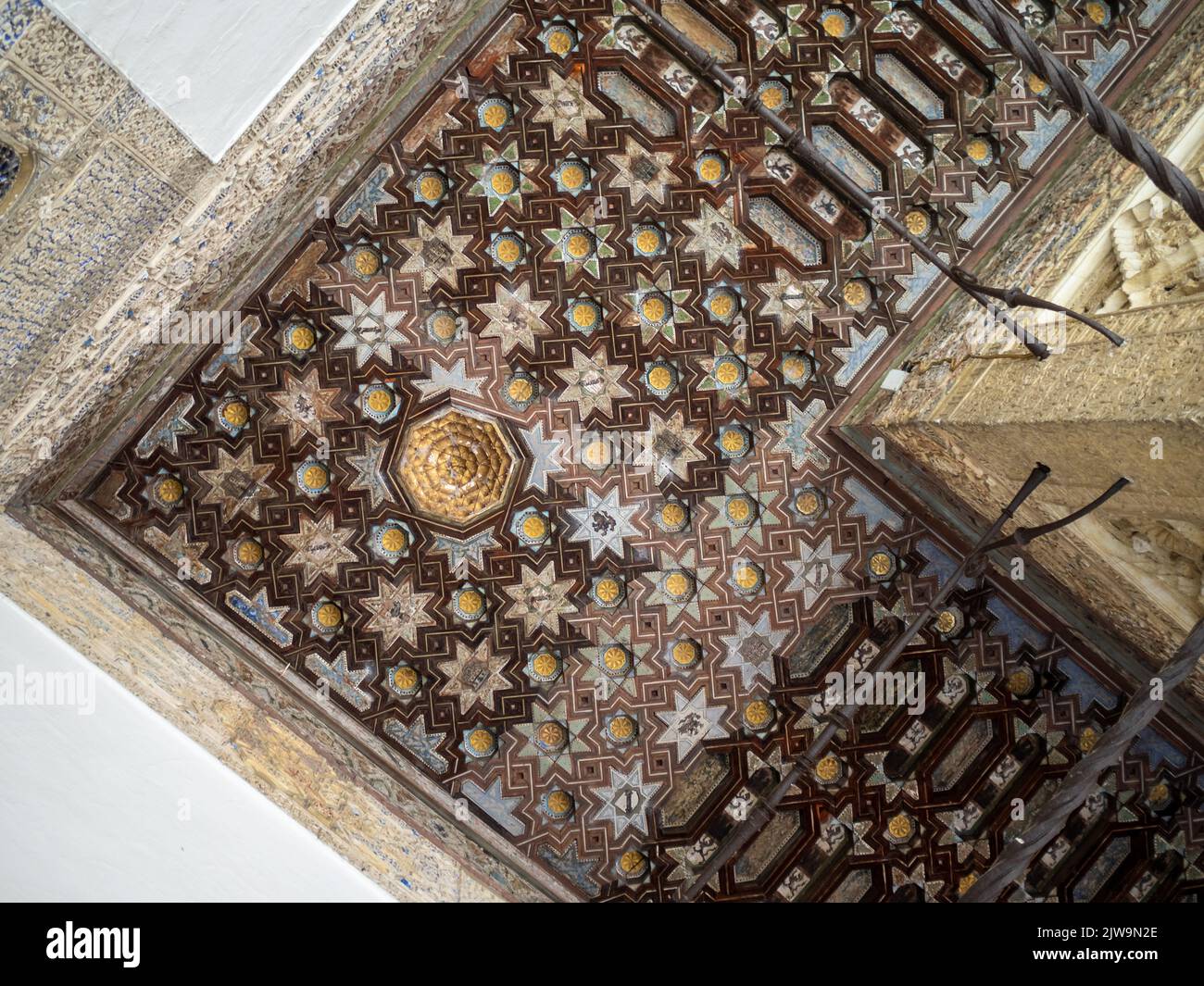 Patio de las Doncellas mudejar style architecture ceiling detail ...
