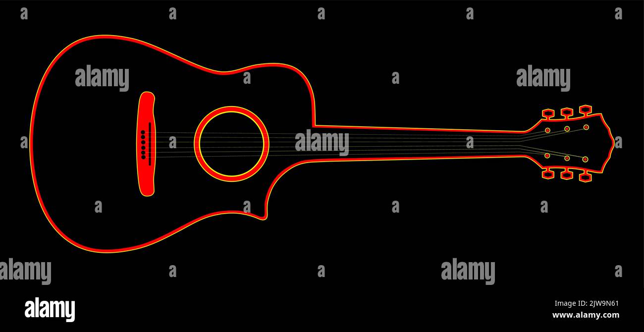 Acoustic guitar on a black background vector Stock Vector Image & Art ...