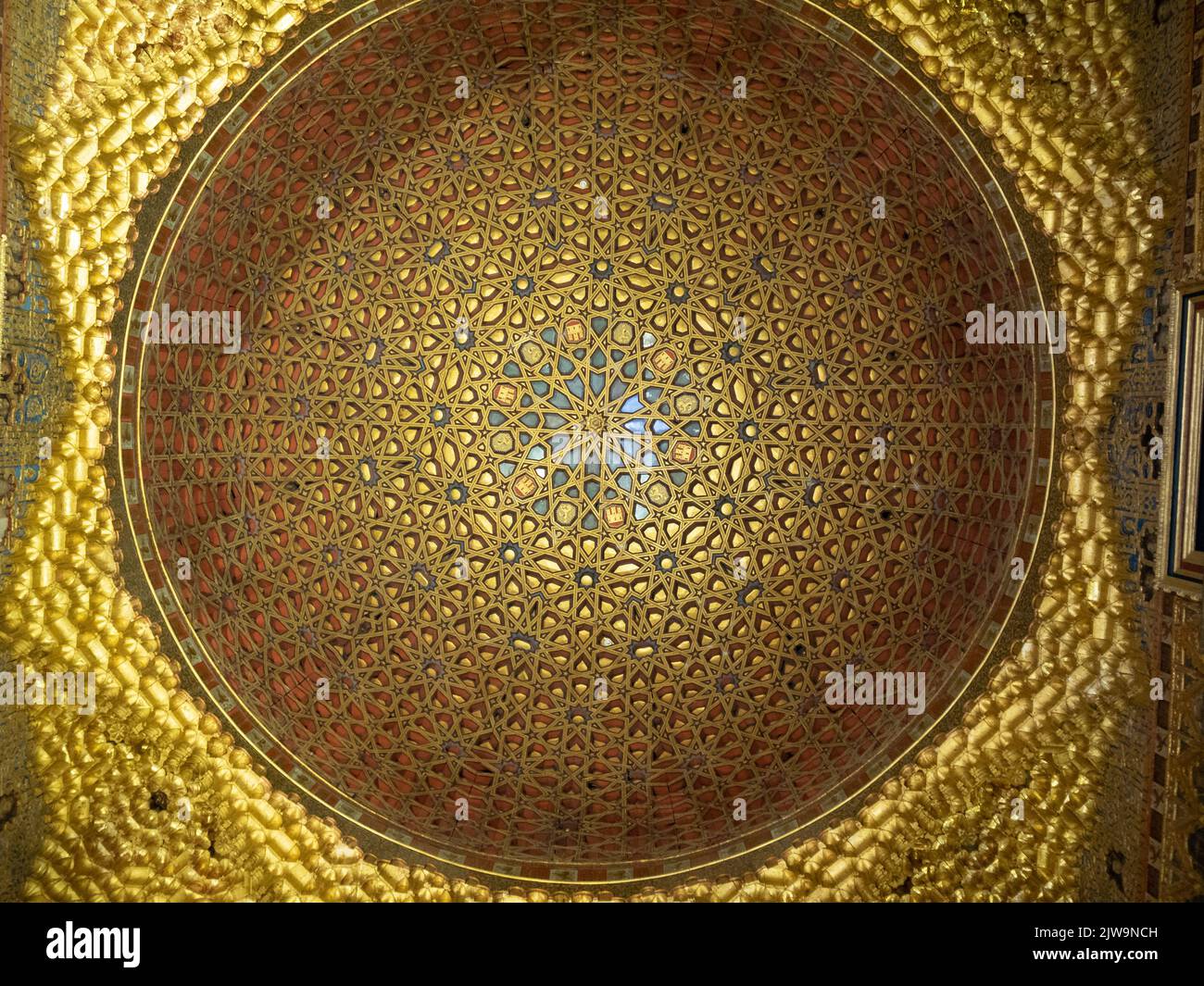 The Hall of Ambassadors golden ceiling, Alcazar of Seville Stock Photo ...