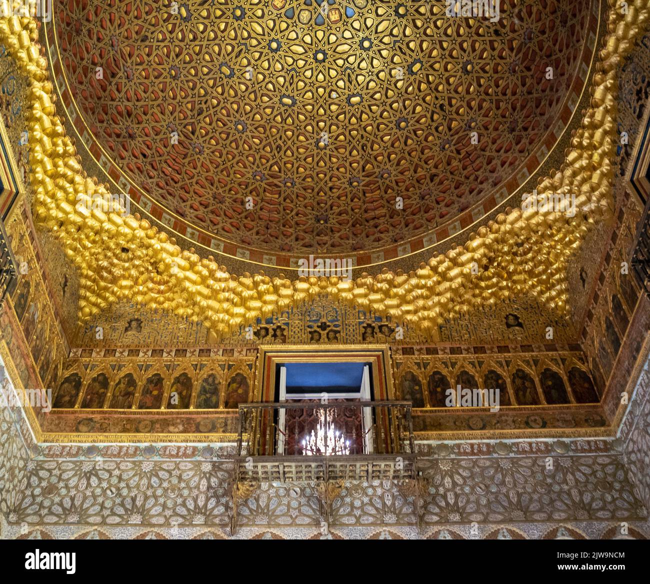 The Hall of Ambassadors golden ceiling, Alcazar of Seville Stock Photo ...