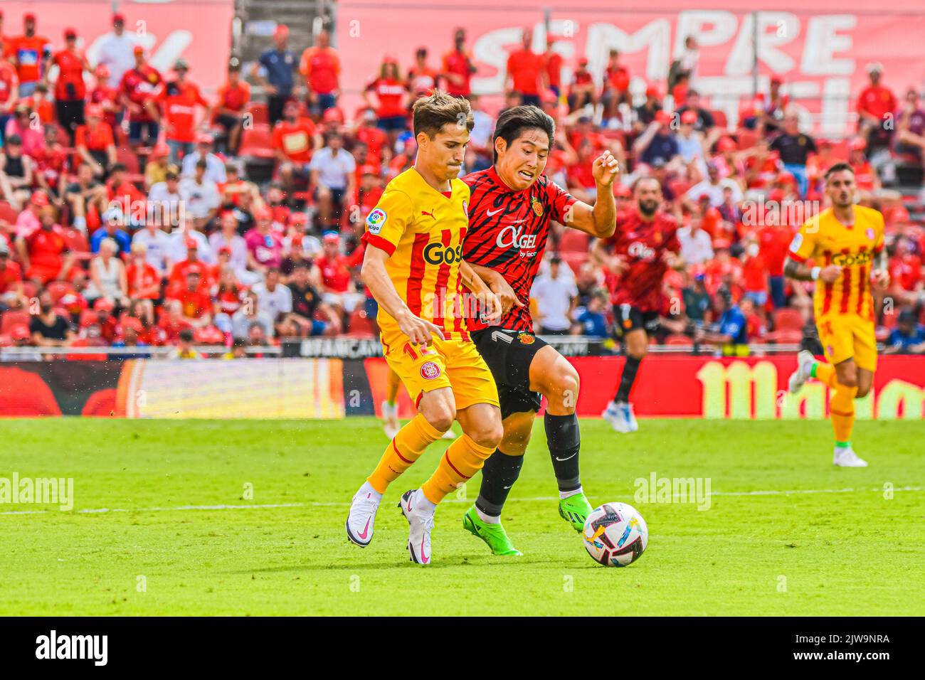 MALLORCA, SPAIN - SEPTEMBER 3: Toni Villa of Girona CF and Kang In Lee ...