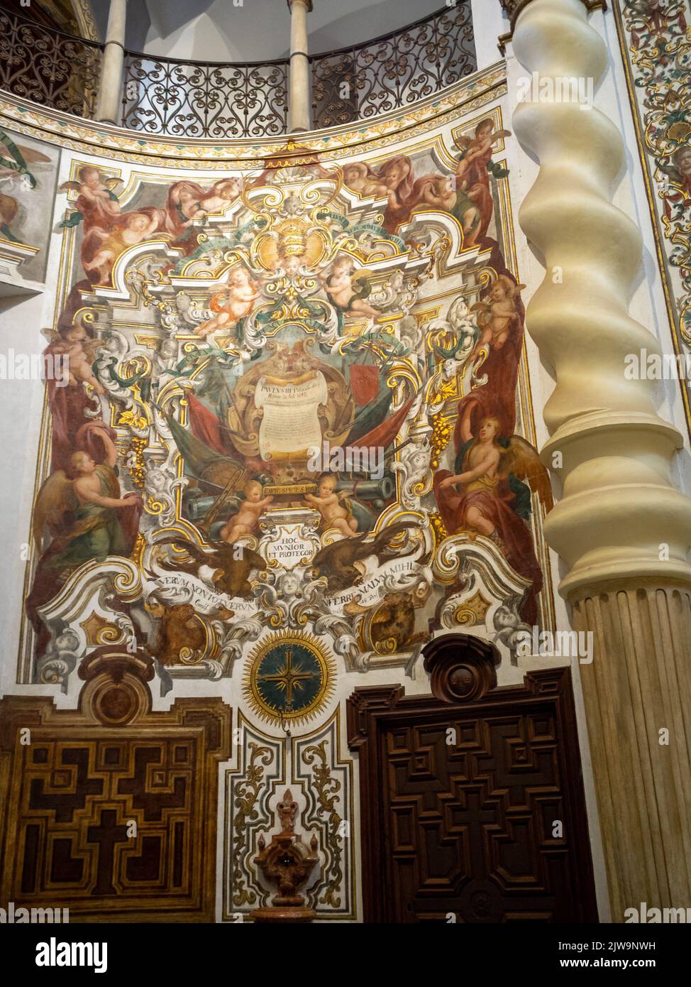 Church of Saint Louis of France papal bull mural Stock Photo - Alamy