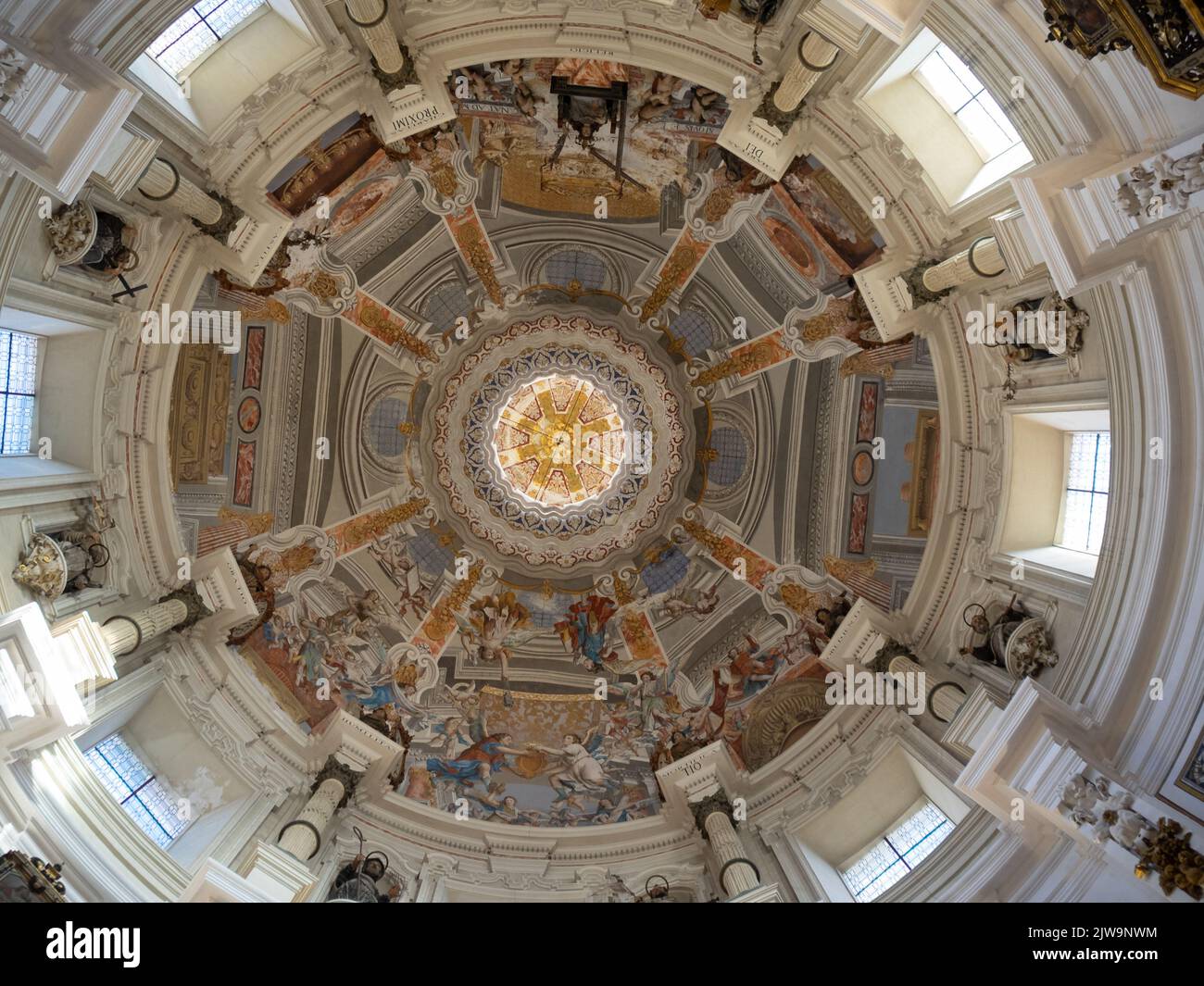 Church of Saint Louis of France dome interior, with Religio at upper ...