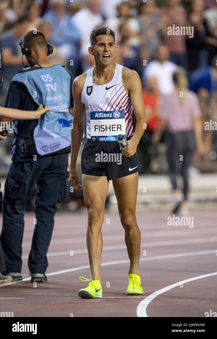 Grant Fisher of the USA competing in the men's 5000m and set a new ...