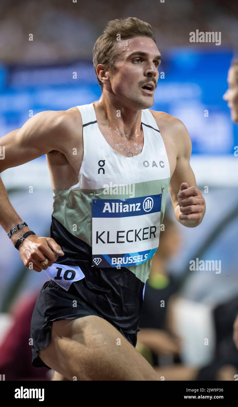 Joe Klecker of the USA competing in the men's 5000m during the Allianz ...