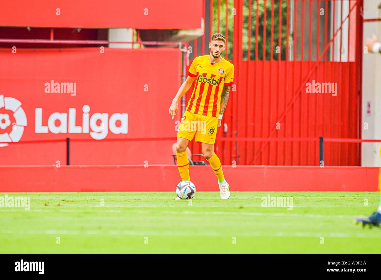 MALLORCA, SPAIN - SEPTEMBER 3: Santiago Bueno of Girona CF between RCD ...