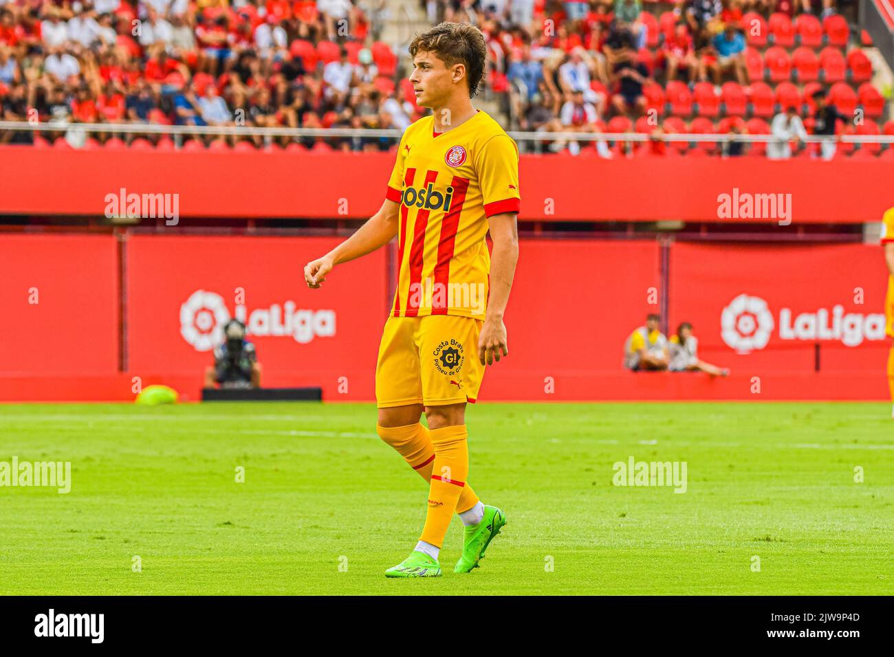 MALLORCA, SPAIN - SEPTEMBER 3: Rodrigo Riquelme of Girona CF between ...