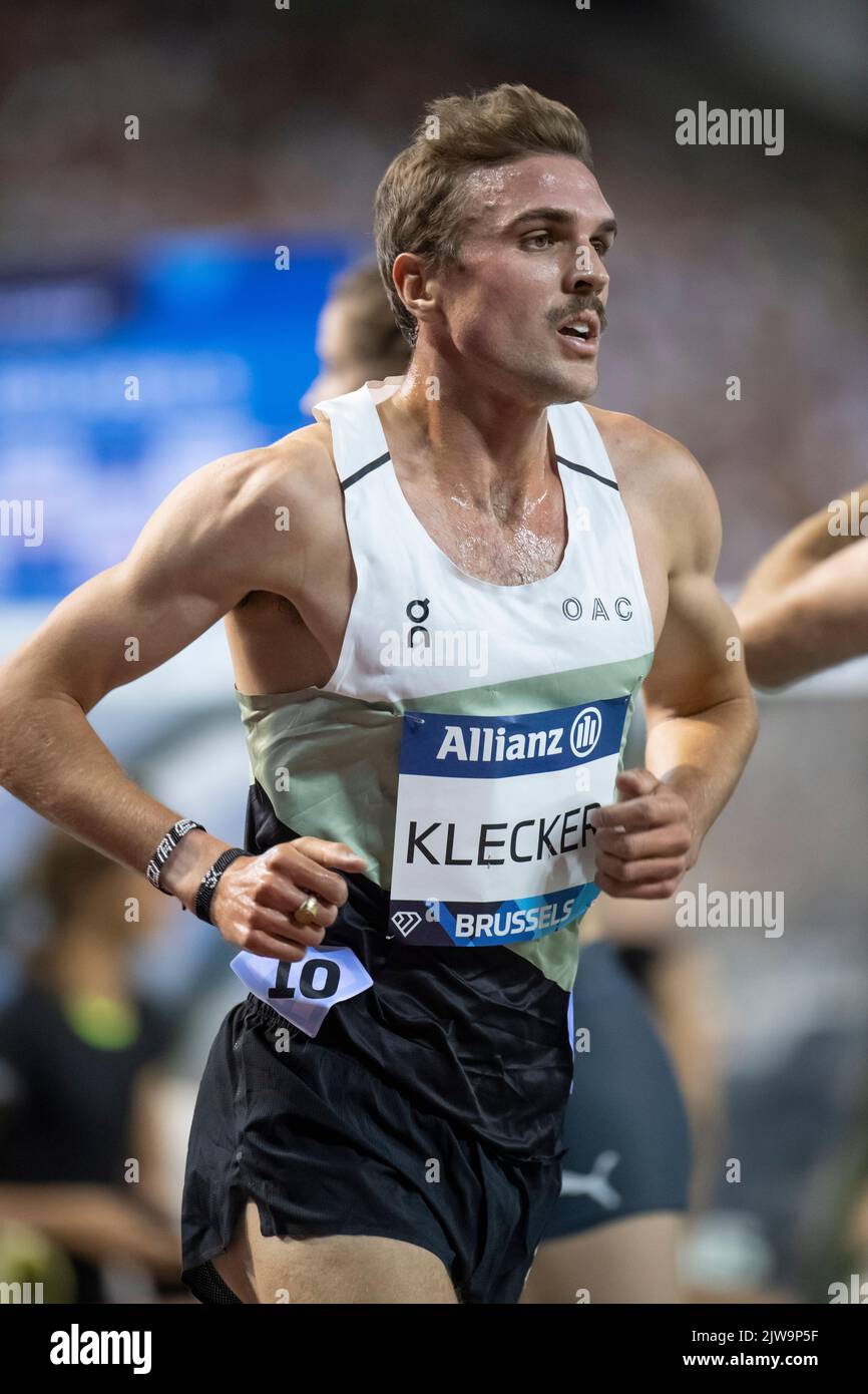 Joe Klecker of the USA competing in the men's 5000m during the Allianz ...