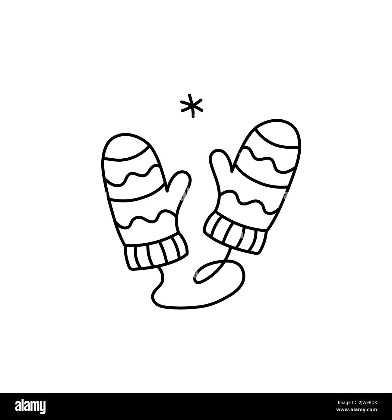 Winter mittens icon pair Black and White Stock Photos & Images - Alamy