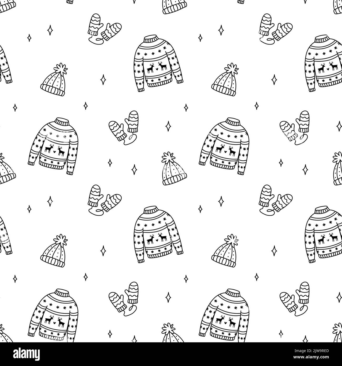 Christmas seamless pattern with ugly sweater. New year pattern in ...