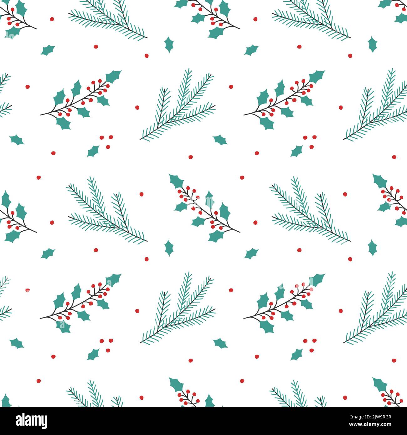 Christmas seamless pattern with holly twigs. New year background for ...