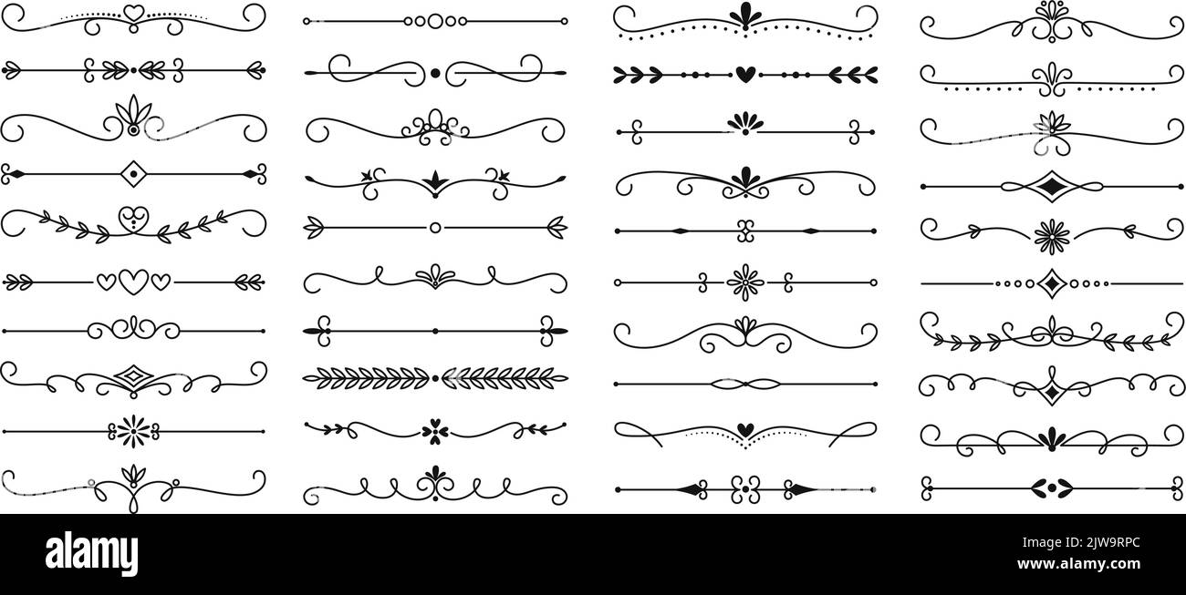 Text frame borders, ornate underline typographical elements. Flourishes ...