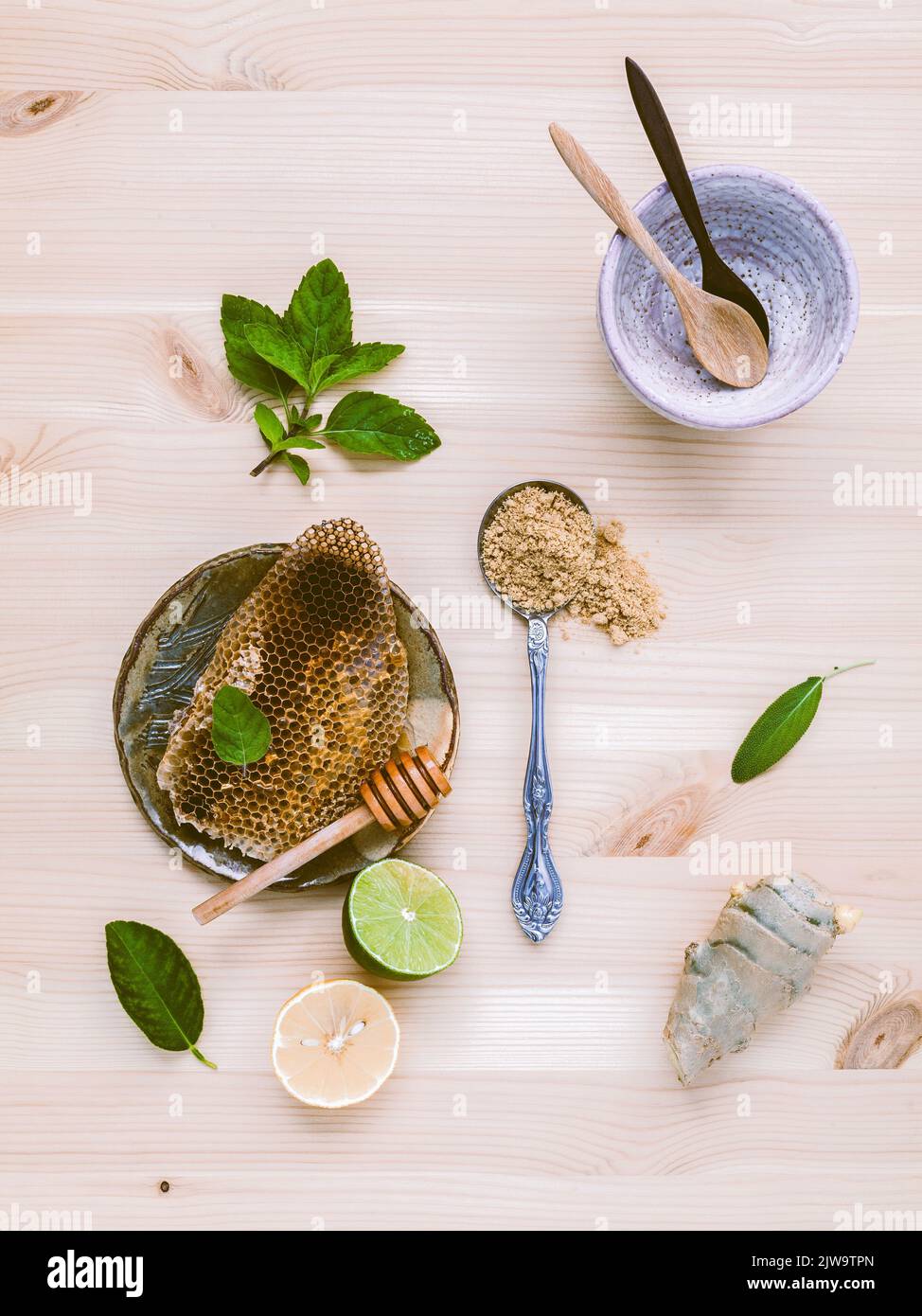 A top view of different kinds of herbs and leaves Stock Photo - Alamy