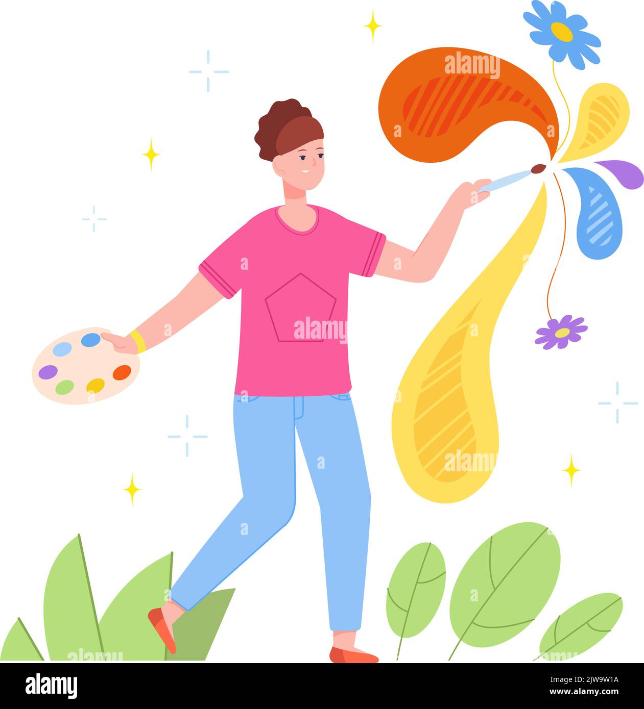 Woman painting creator. Creative artist draw artwork paintings, female ...