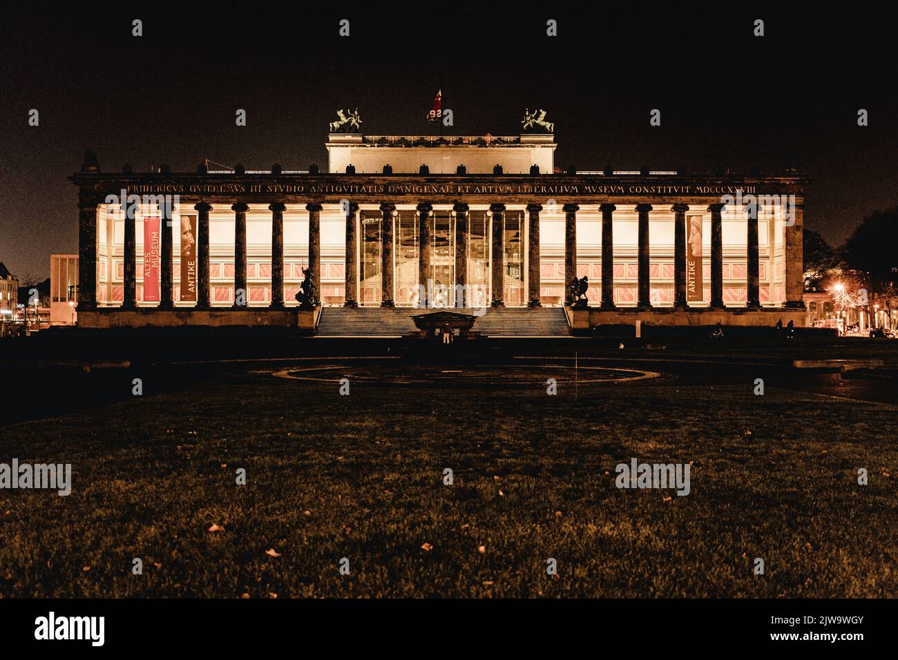The Altes Museum illuminated at night Stock Photo - Alamy