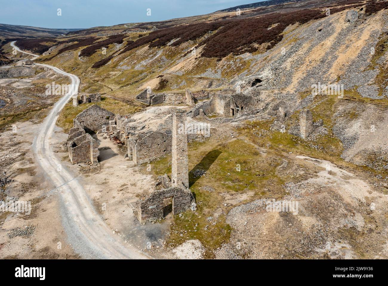 ruins of the old gang lead mine in the hills above reeth in the ...