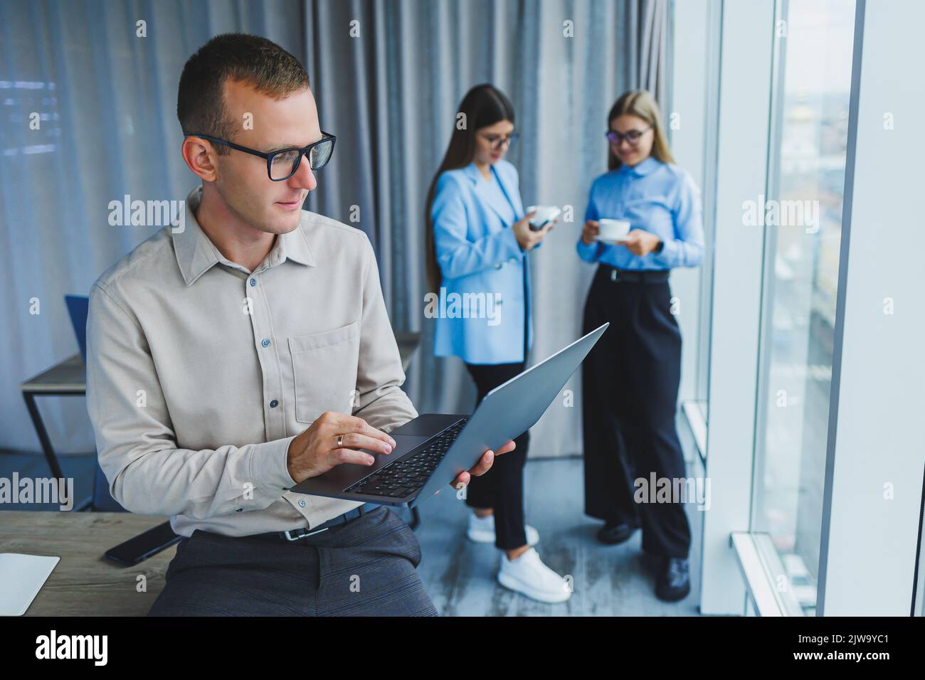 Group of business people working together in the office. Working day ...
