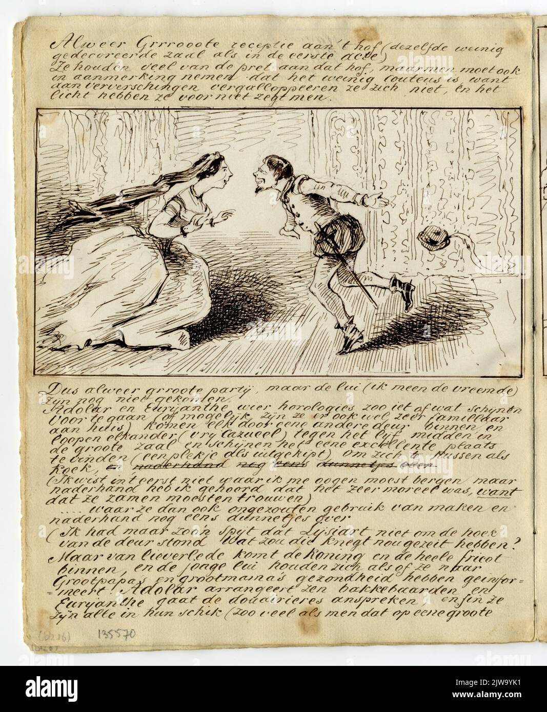Image of a page with a drawing of a scene from the opera Euryanthe by ...