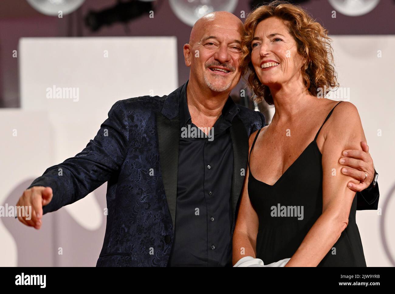 September 4, 2022, VENICE: Italian actor Claudio Bisio and his wife ...
