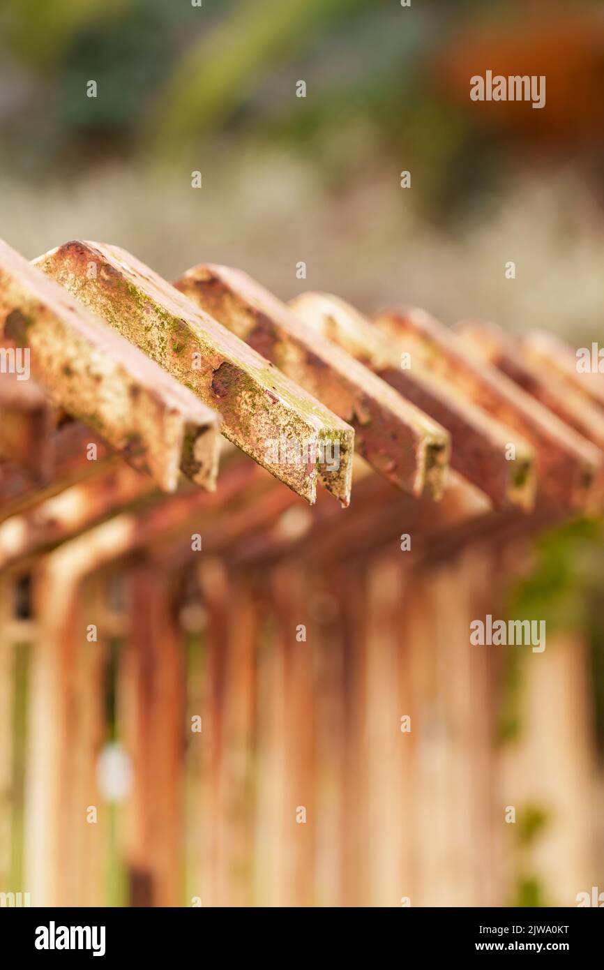 Old rusty metal fence with corroded texture close up Stock Photo - Alamy