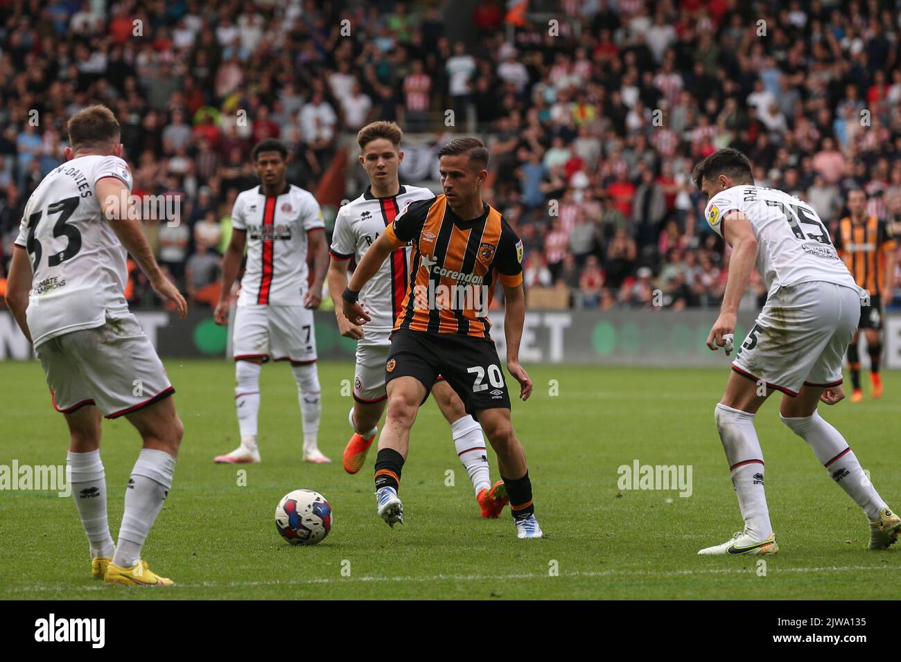 Dimitrios Pelskas #20 of Hull City in action during the Sky Bet ...