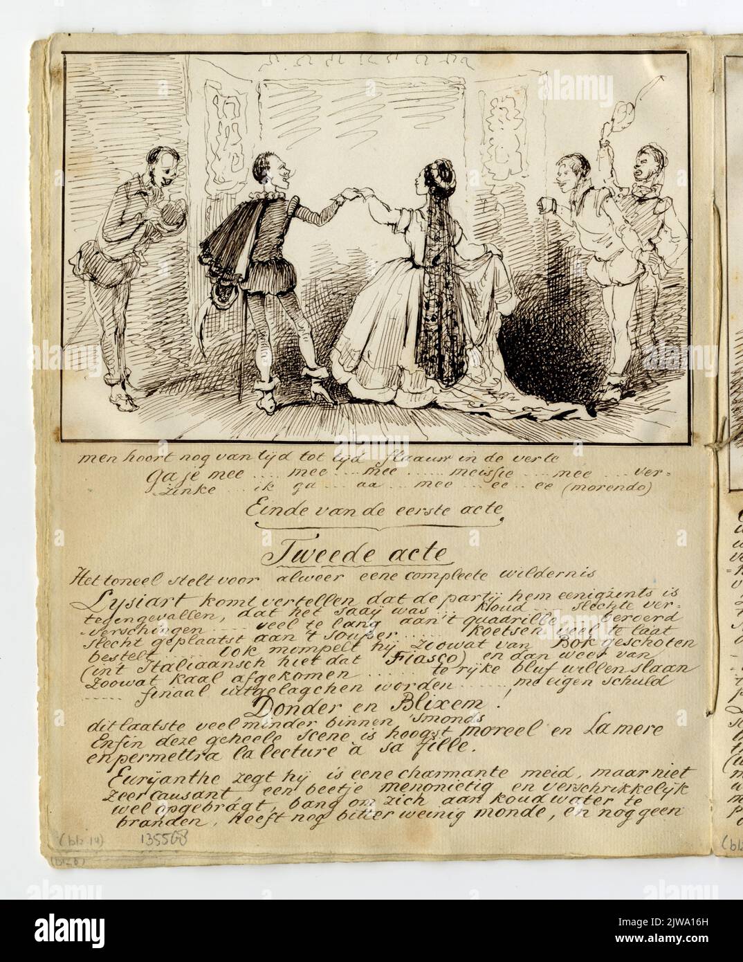 Image of a page with a drawing of a scene from the opera Euryanthe by ...