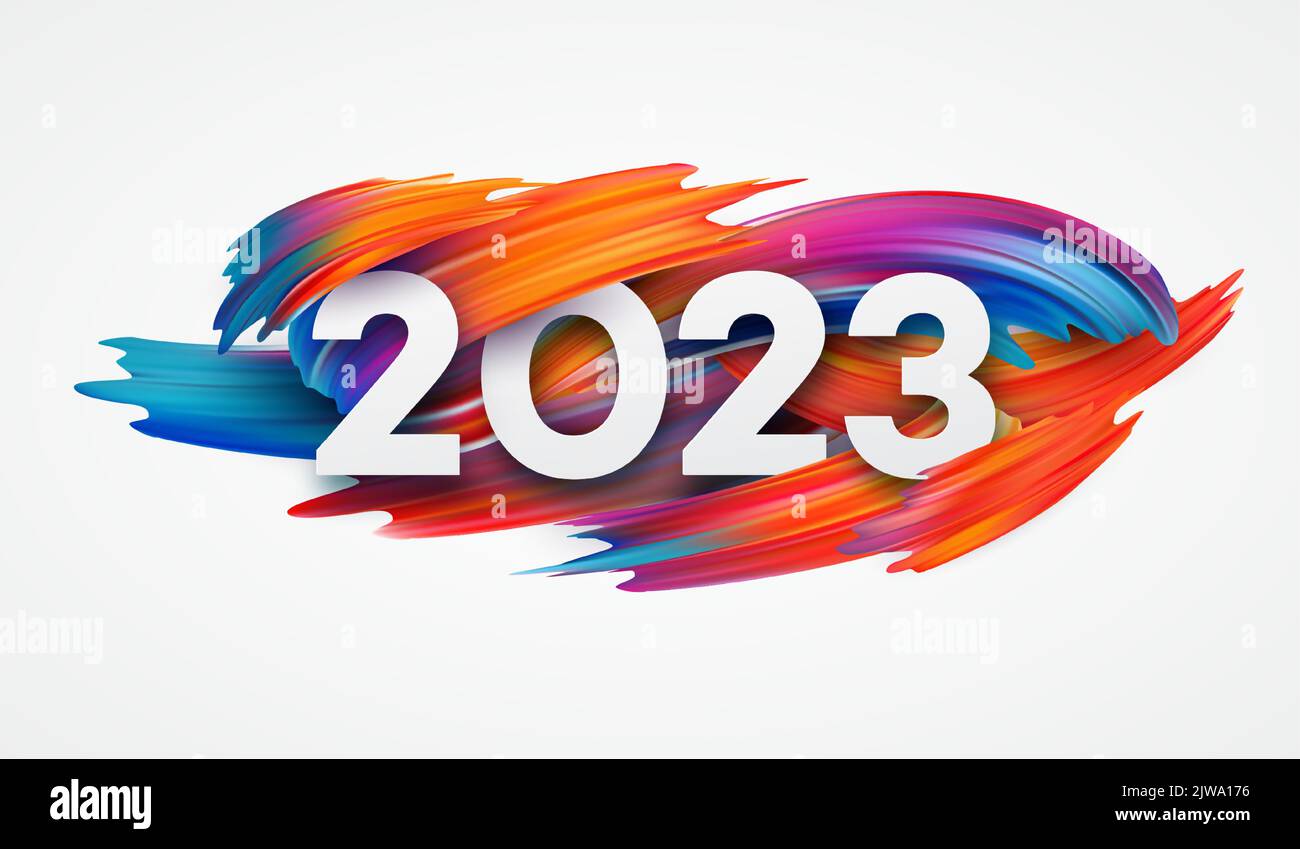 Happy New Year and Christmas 2023. 2023 typography on a background of ...