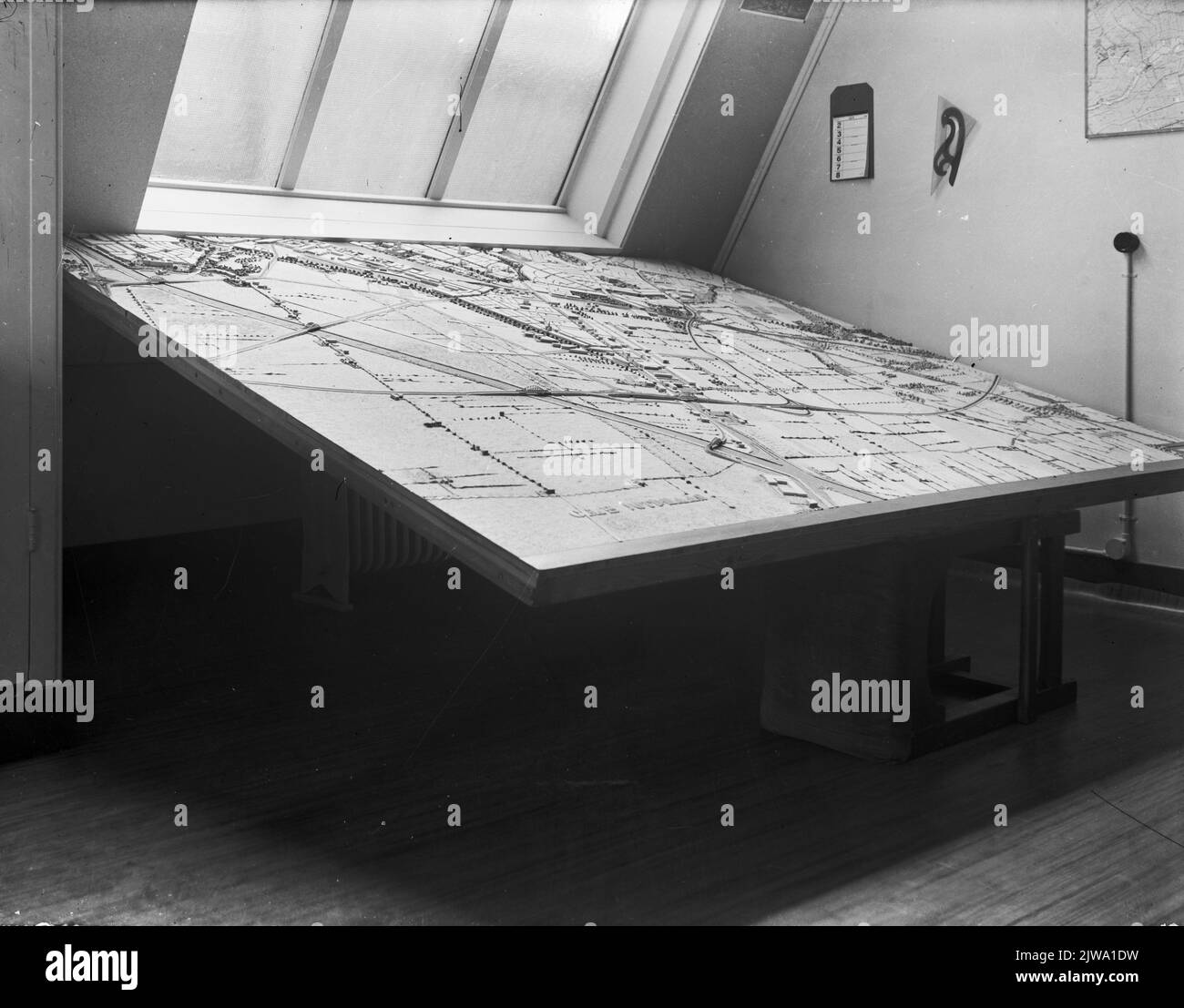 Image of a model, from 1938, of the southwest corner of the ...