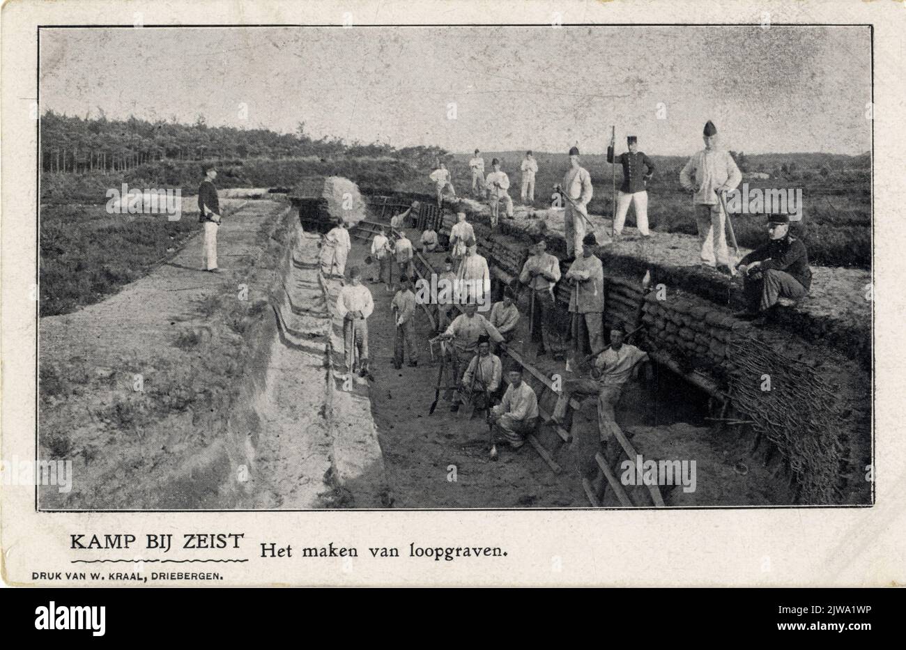 Camp at Zeist making trenches recto Stock Photo - Alamy