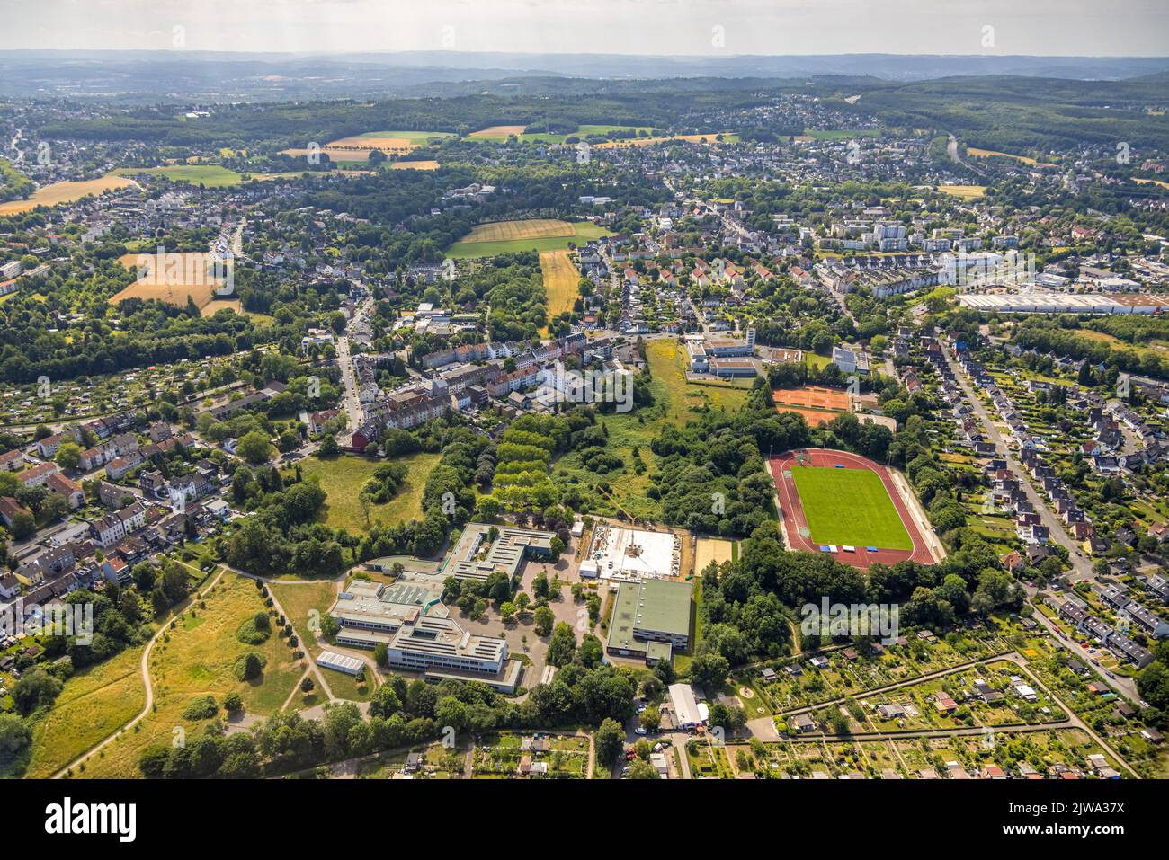 Aerial view, Goethe-Gymnasium Dortmund and Konrad-von-der-Mark-Schule ...