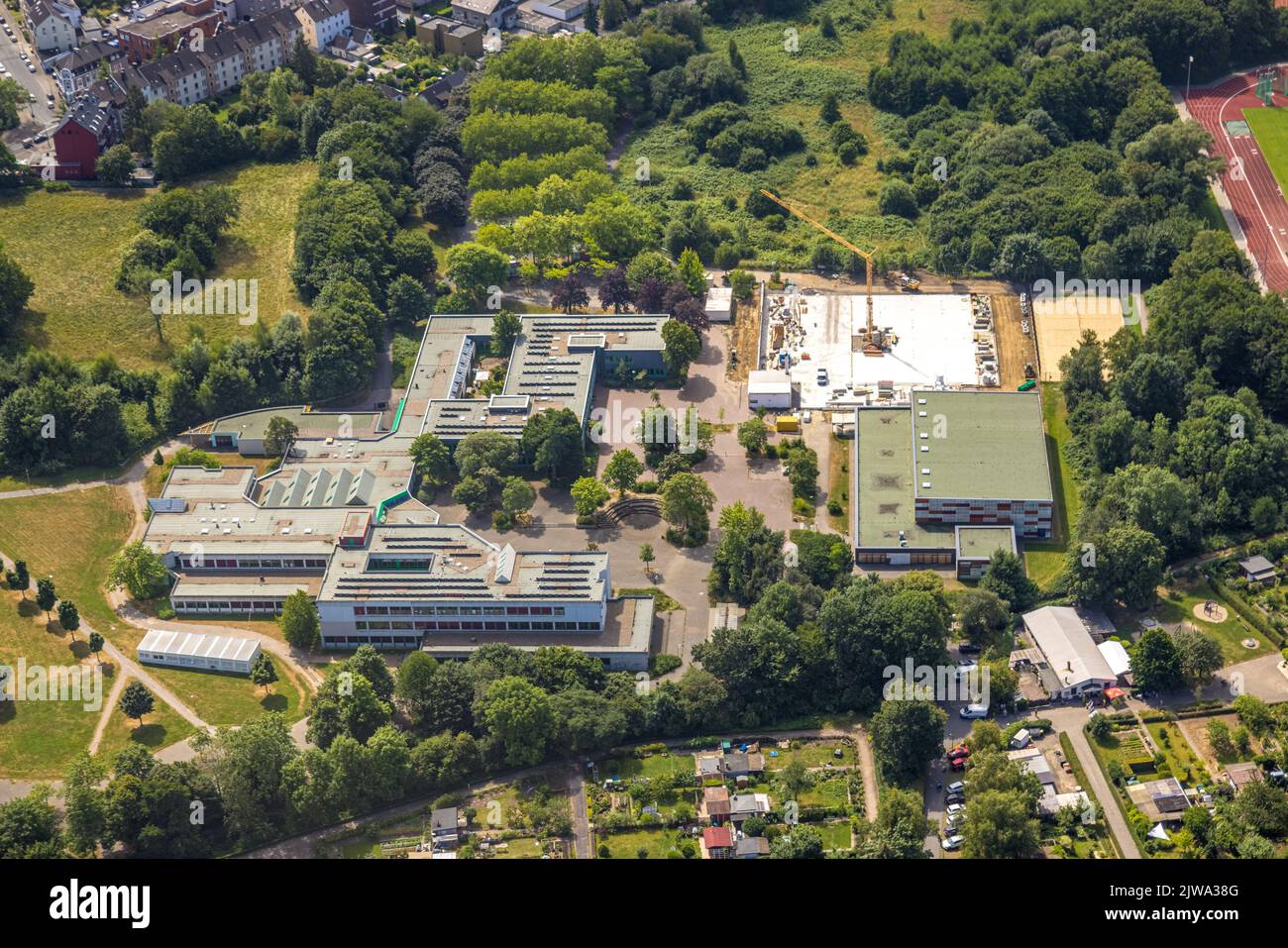 Aerial view, Goethe-Gymnasium Dortmund and Konrad-von-der-Mark-Schule ...