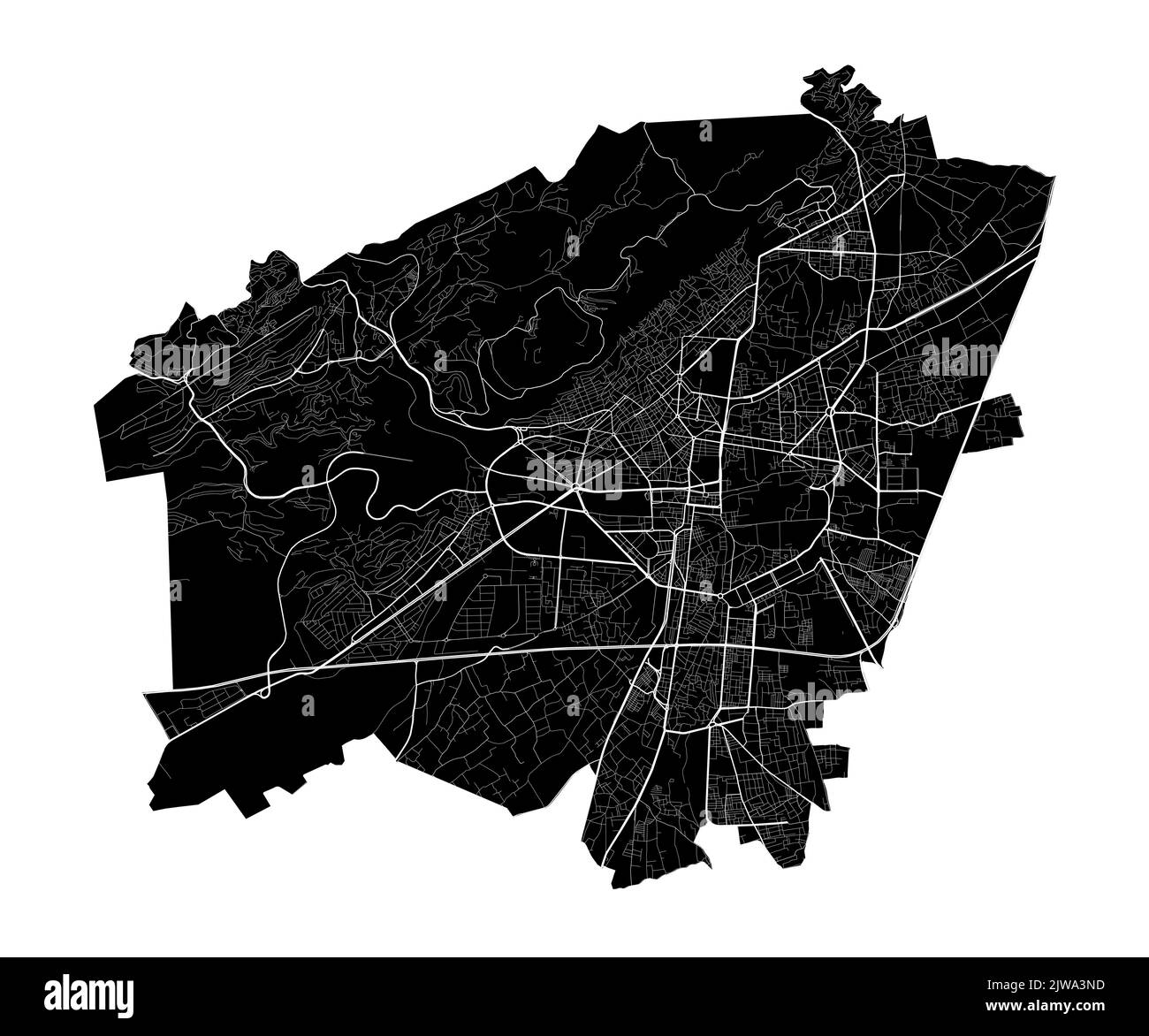 Damascus Vector Map Detailed Black Map Of Damascus City Poster With Roads Cityscape Urban