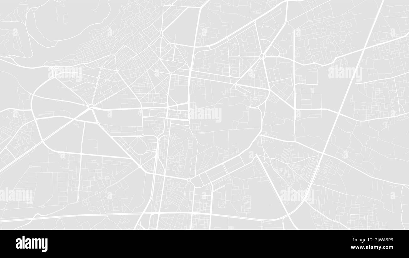 White and light grey Damascus city area vector background map, roads ...