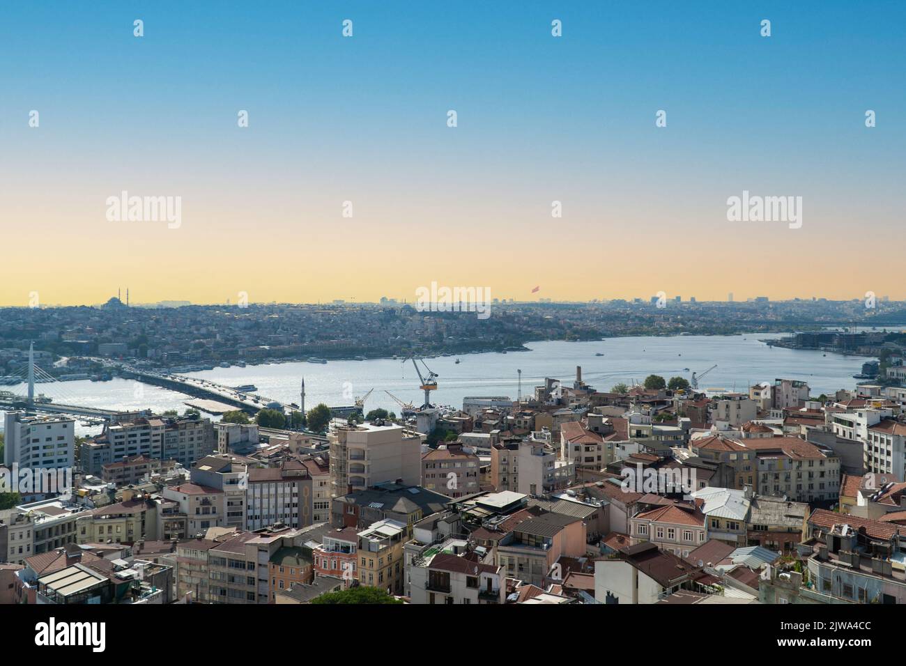 Istanbul Golden Horn landscape. Historical Golden Horn Peninsula in ...